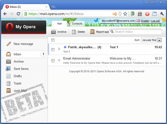 DSL.sk - Opera má vlastný webmail, podobný Gmailu